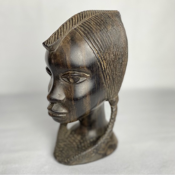 Accents | Vintage Ebony Wood Hand Carved African Bust Heads | Poshmark